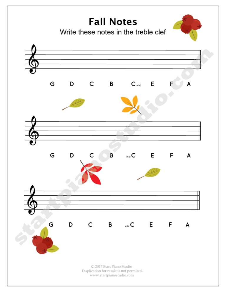 Fall Theory Printables - Piano Heroes | Piano Teaching Resources