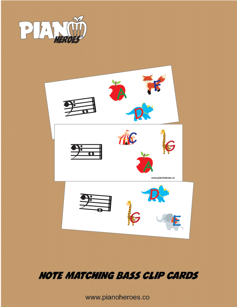 Note Matching Treble Clef and Bass Clef Cards - Piano Heroes
