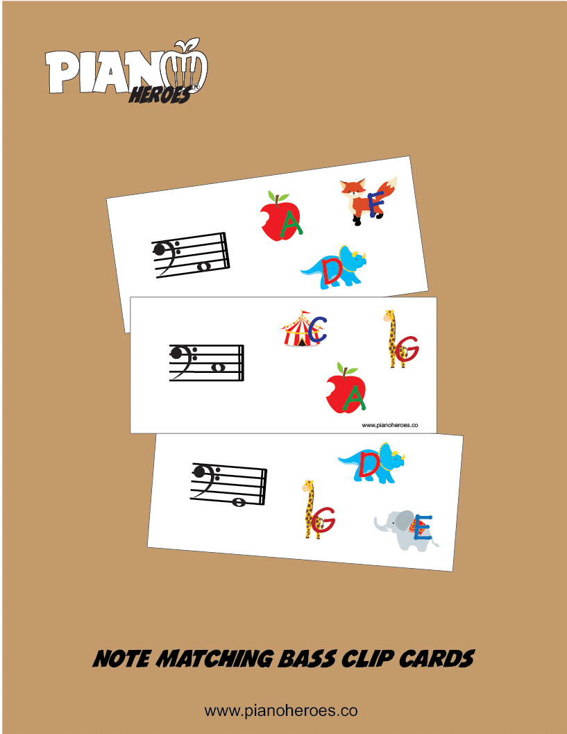 Note Matching Cards Bass Clef - Piano Heroes