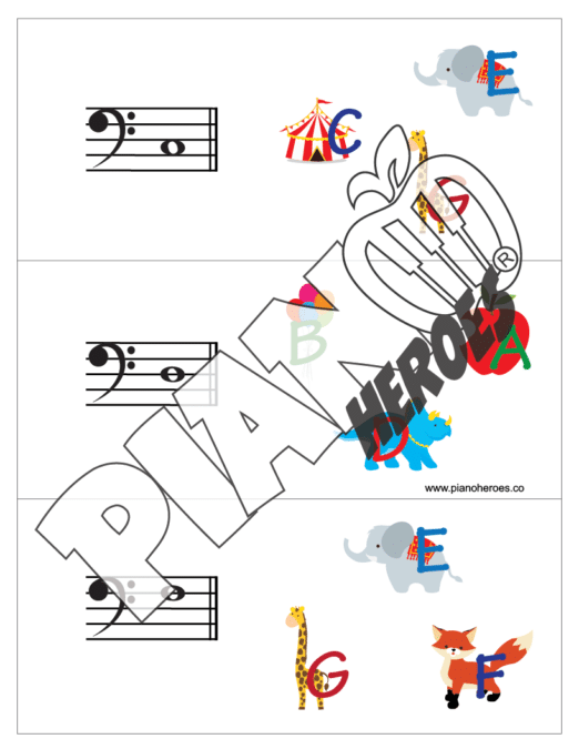 Note Matching Cards Bass Clef - Piano Heroes