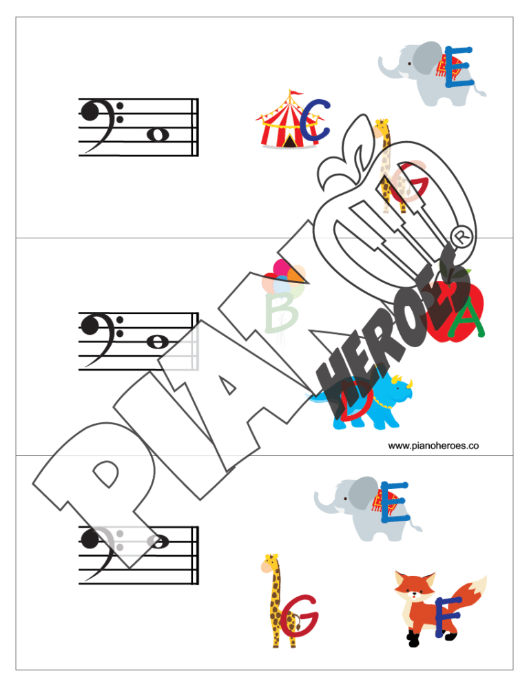 Note Matching Cards Bass Clef - Piano Heroes