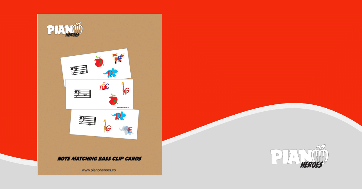 Note Matching Cards Bass Clef - Piano Heroes | Piano Teaching Resources