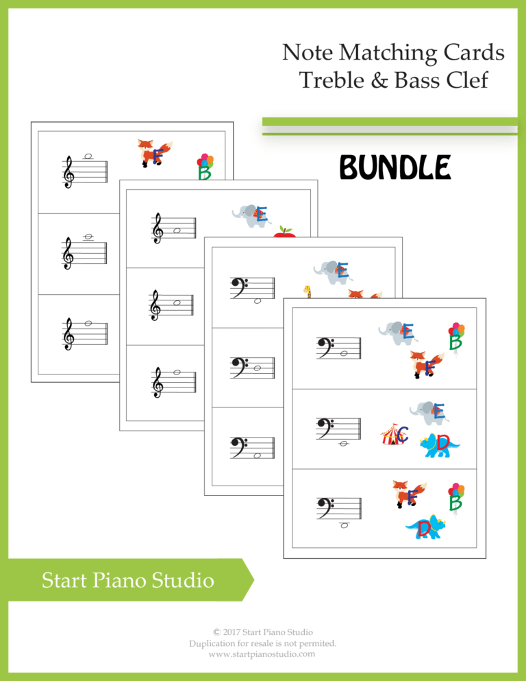 Note Matching Treble Clef and Bass Clef Cards - Piano Heroes | Piano ...