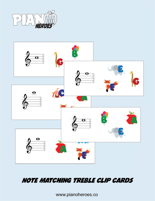 Note Matching Treble Clef Cards - Piano Heroes
