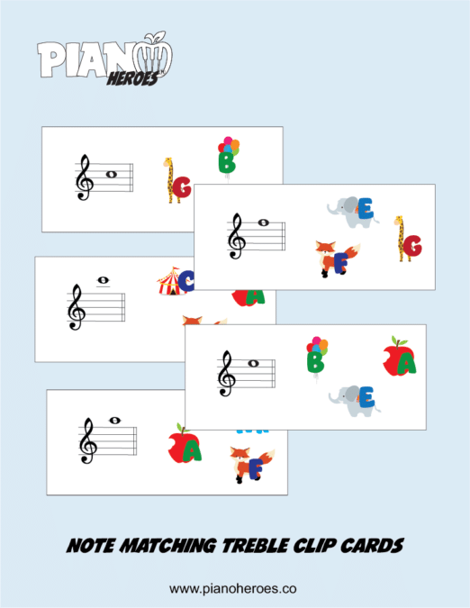 Note Matching Treble Clef Cards - Piano Heroes