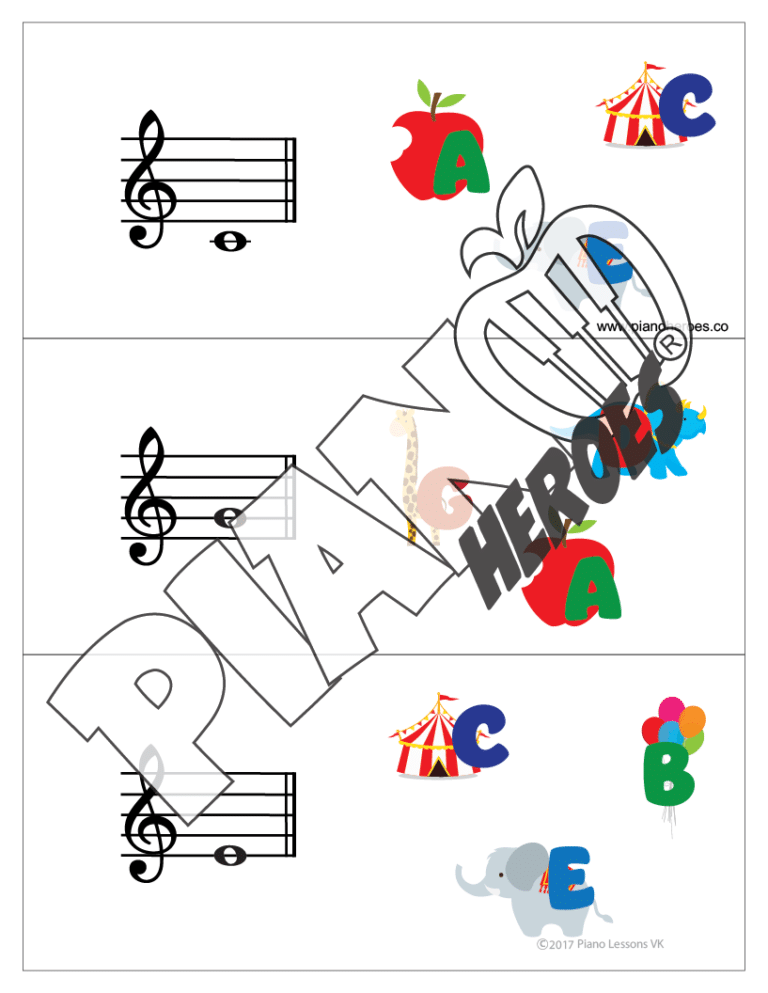 Note Matching Treble Clef Cards - Piano Heroes