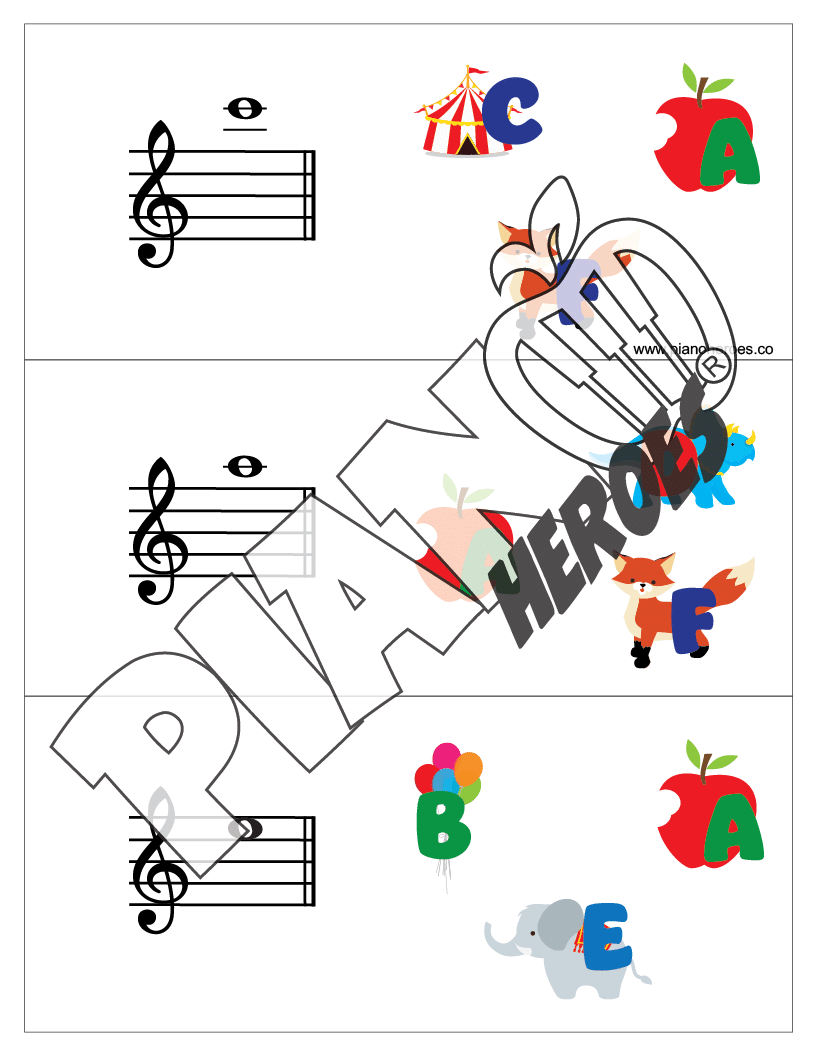Note Matching Treble Clef Cards - Piano Heroes