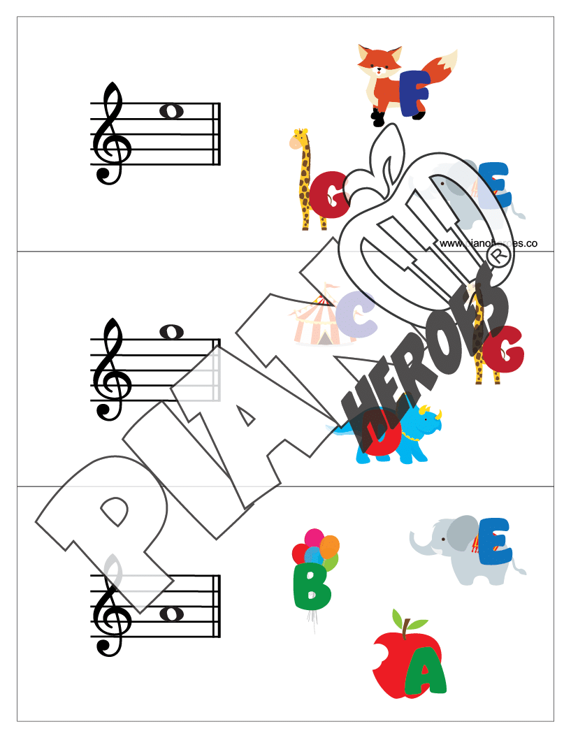 Note Matching Treble Clef Cards - Piano Heroes