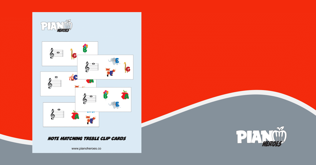Note Matching Treble Clef Cards - Piano Heroes | Piano Teaching Resources