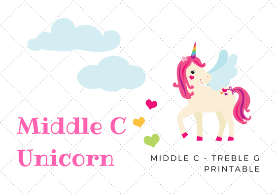 Middle C Pink Unicorn Printable - Piano Heroes | Piano Teaching Resources