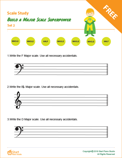 Build a Major Scale Superpower Scale Study Set 2 - Piano Heroes | Piano ...