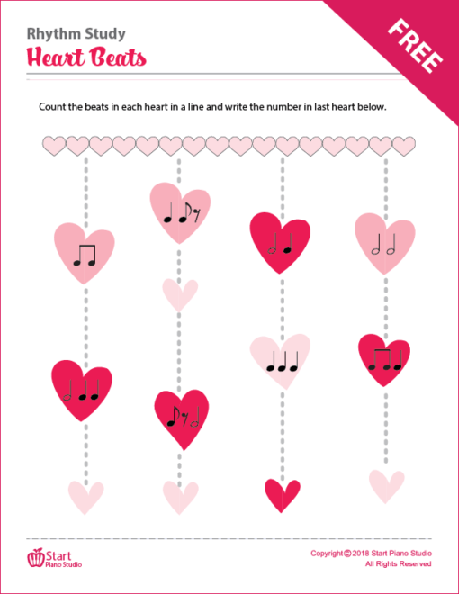Heart Beats Rhythm Study - Piano Heroes | Piano Teaching Resources