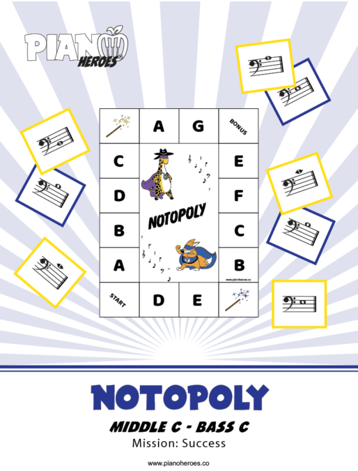 Notopoly (Middle C - Treble C) - Mission Adventure - Piano Heroes