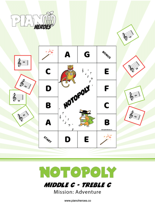 Note Matching Treble Clef Cards - Piano Heroes