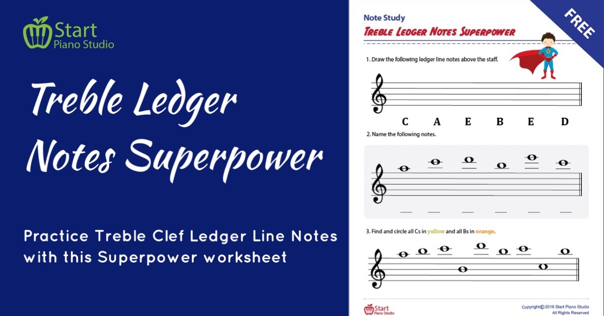 Treble Ledger Notes Superpower Note Study - Piano Heroes | Piano ...