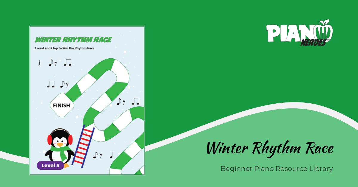 Winter Rhythm Race (Level 5) - Piano Heroes | Piano Teaching Resources