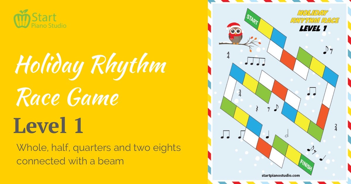 Holiday Rhythm Race (Level 1) - Piano Heroes | Piano Teaching Resources