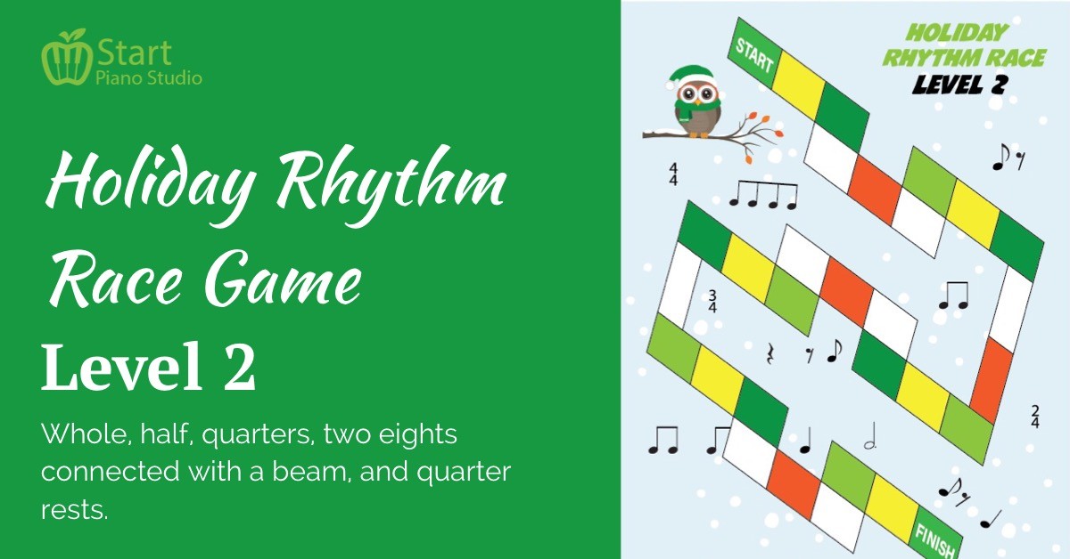 Holiday Rhythm Race (Level 2) - Piano Heroes | Piano Teaching Resources