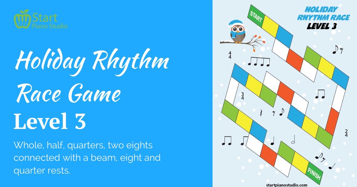 Holiday Rhythm Race (Level 3) - Piano Heroes | Piano Teaching Resources