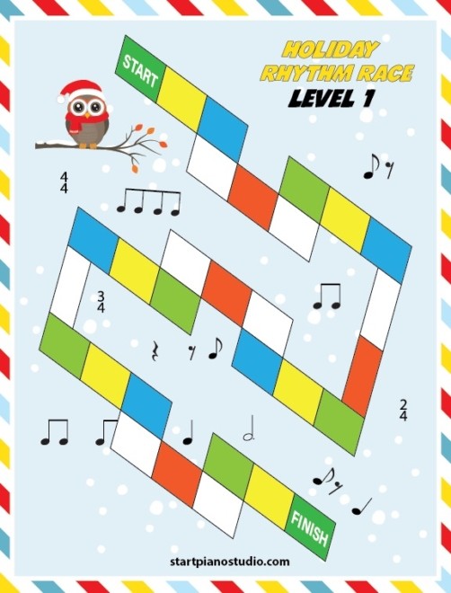 Holiday Rhythm Race (Level 1) - Piano Heroes | Piano Teaching Resources