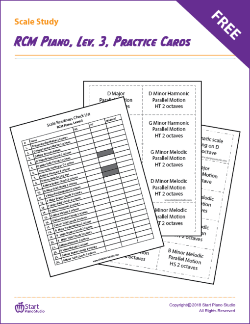 Scale Readiness Practice Cards (RCM Piano Level 3) - Piano Heroes ...