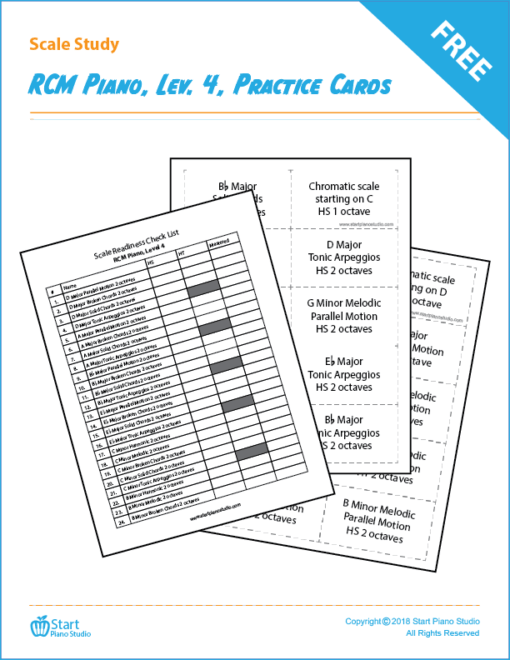Scale Study Practice Cards (RCM Piano Level 4) - Piano Heroes | Piano ...
