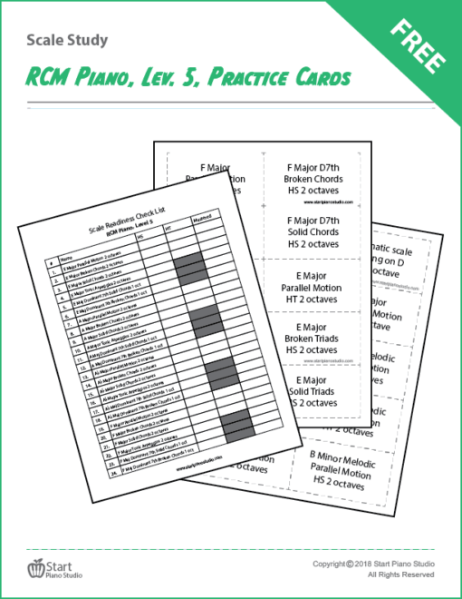 Scale Study Practice Cards (RCM Piano Level 5) - Piano Heroes | Piano ...