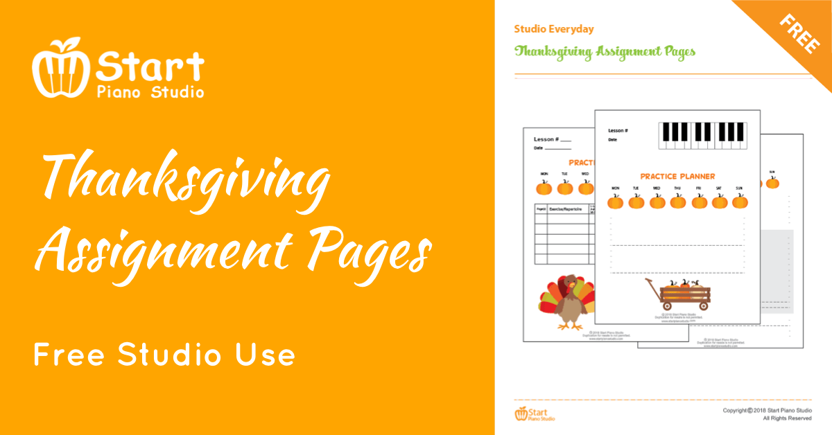 Thanksgiving Practice Assignment Sheets - Piano Heroes | Piano Teaching ...