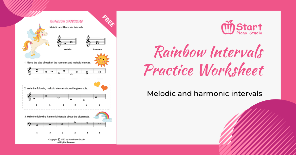 Rainbow Intervals - Practice Worksheet 2 - Piano Heroes | Piano ...