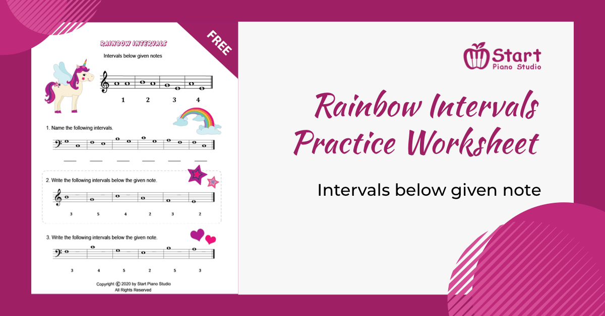 Rainbow Intervals - Practice Worksheet 3 - Piano Heroes | Piano ...