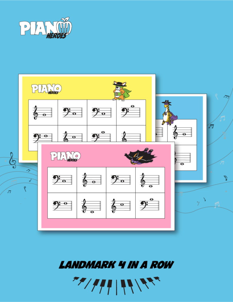 Landmark 4 in a Row - Piano Heroes | Piano Teaching Resources