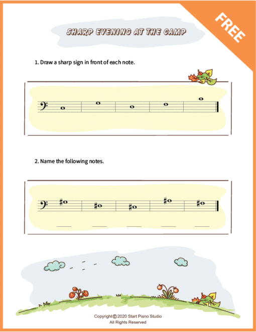 Beginner Piano Sharp Note Reading Worksheet - Piano Heroes