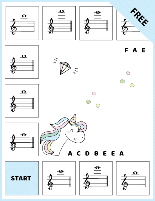 One-page Unicorn Chords Games Free Printable - Piano Heroes