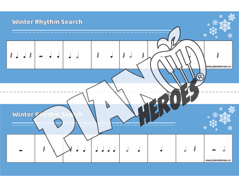 Winter Rhythm Search (Level 2) - Piano Heroes | Piano Teaching Resources