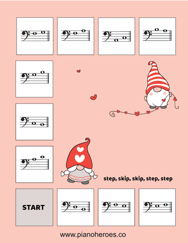 Valentine's Letters Step and Skip Game - Piano Heroes
