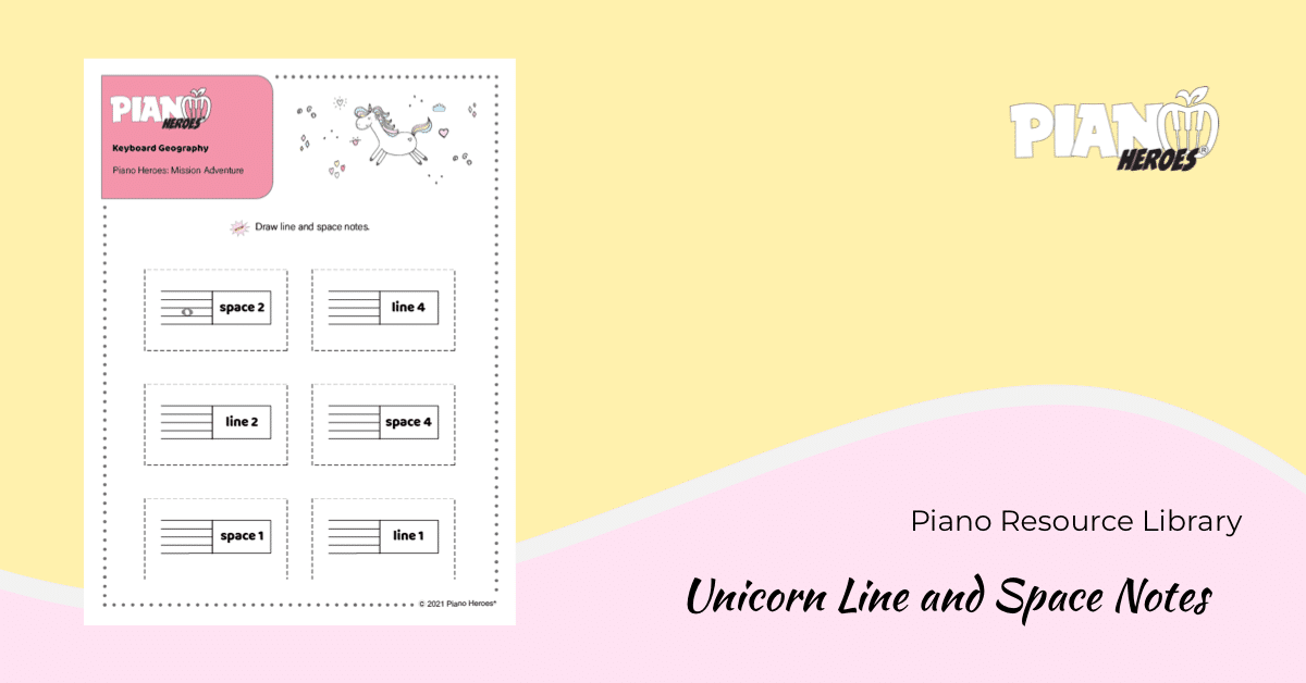 Unicorn Line and Space - Piano Heroes | Piano Teaching Resources