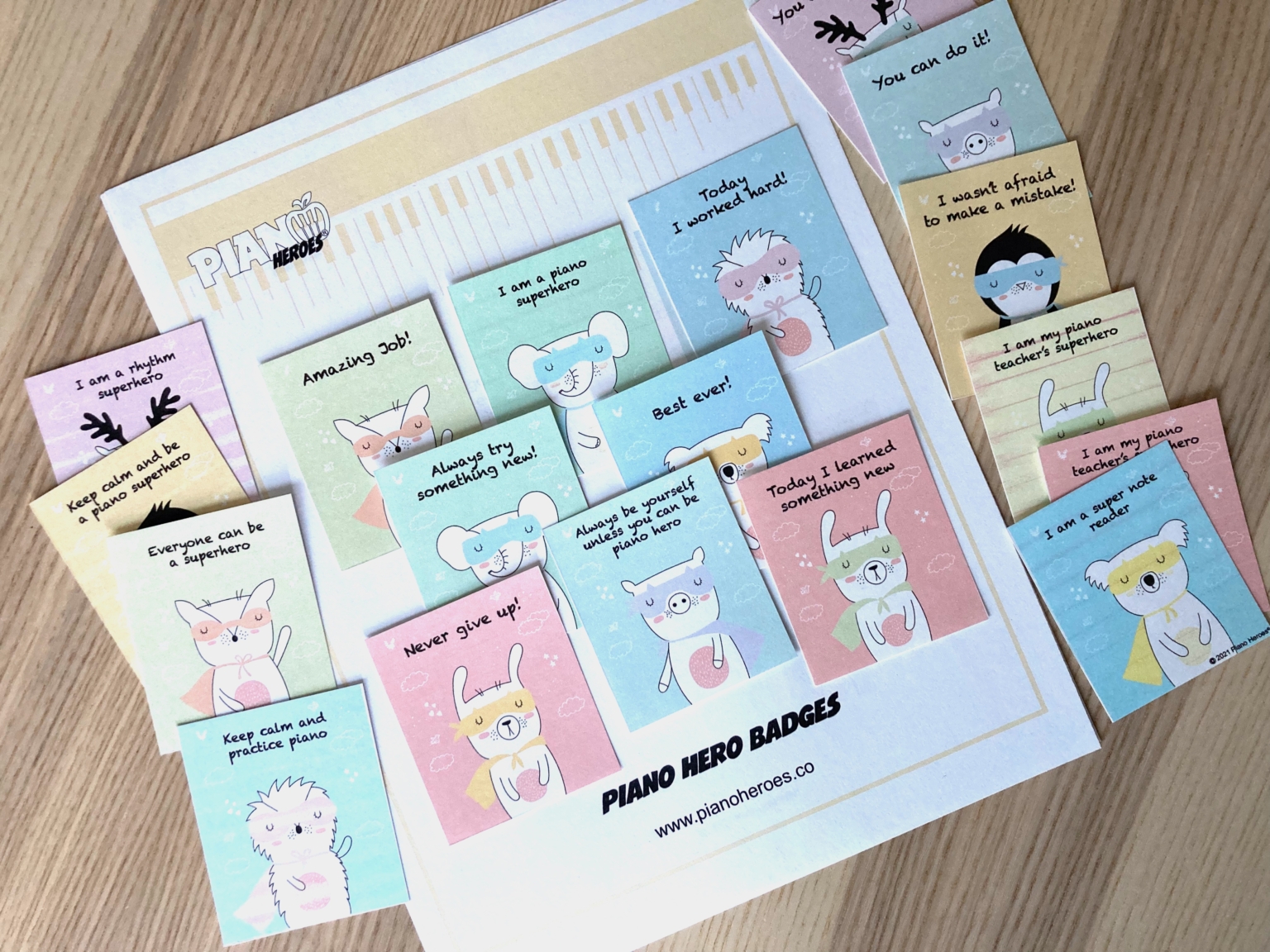 Piano Superhero Compliment Badges - Piano Heroes | Piano Teaching Resources