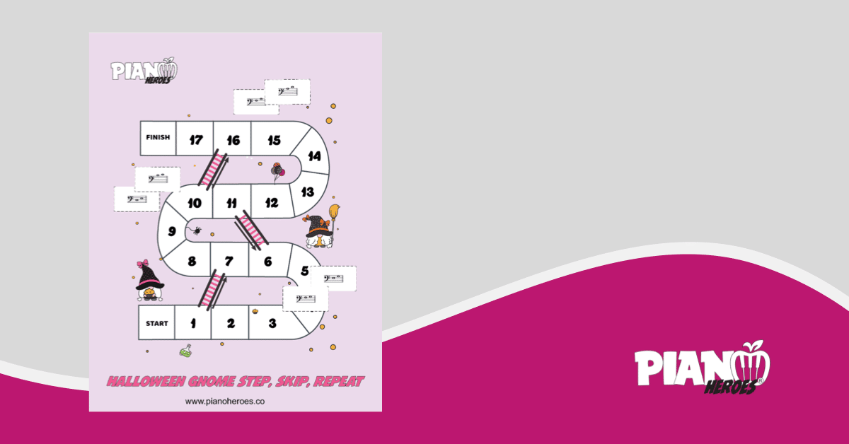 Halloween Gnome Steps and Skips - Piano Heroes | Piano Teaching Resources