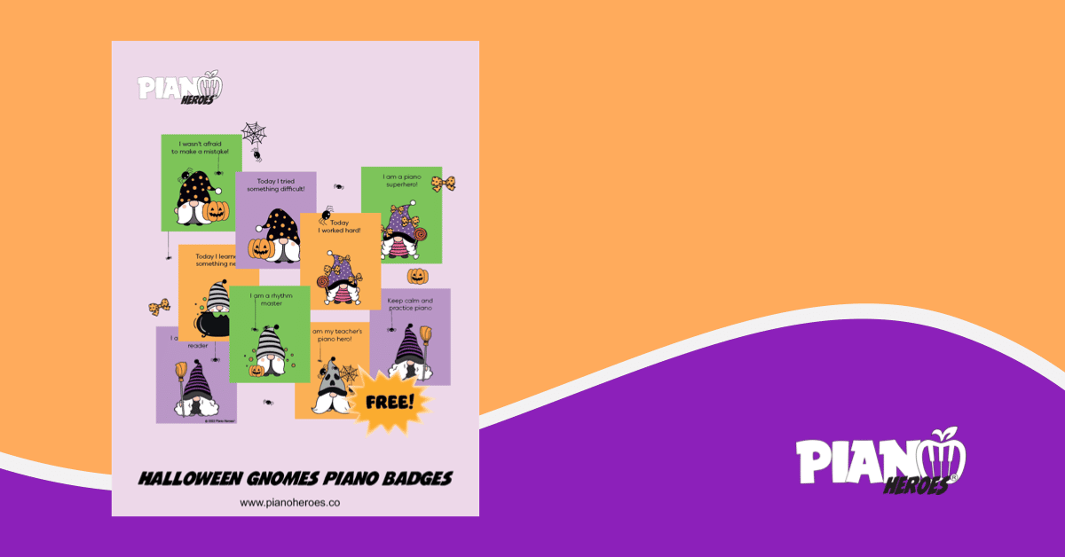 Halloween Gnomes Piano Badges - Piano Heroes | Piano Teaching Resources