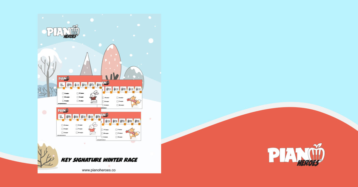 Key Signature Winter Race - Piano Heroes | Piano Teaching Resources