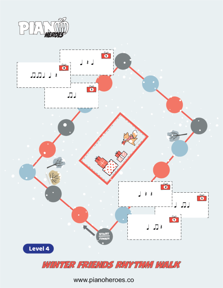 Winter Friend Rhythm Walk - Piano Heroes | Piano Teaching Resources