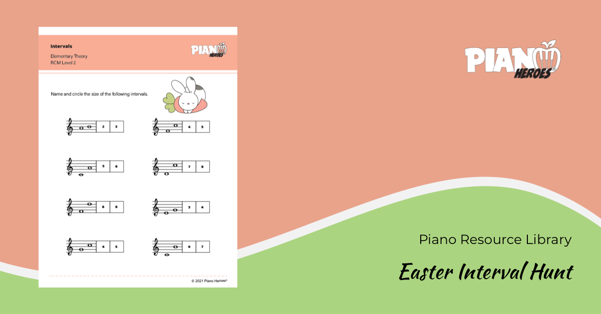 Easter Intervals Worksheet - Piano Heroes | Piano Teaching Resources