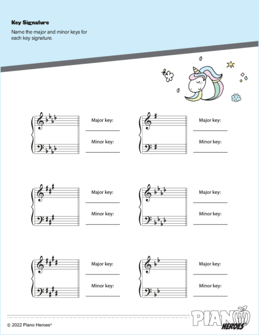 Unicorn Key Signature - Piano Heroes | Piano Teaching Resources