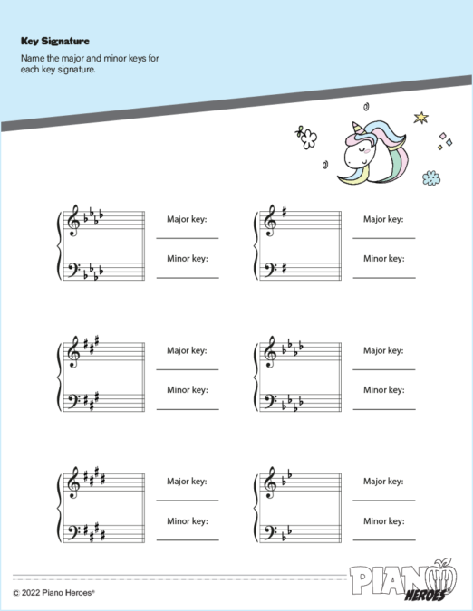 Unicorn Key Signature - Piano Heroes | Piano Teaching Resources