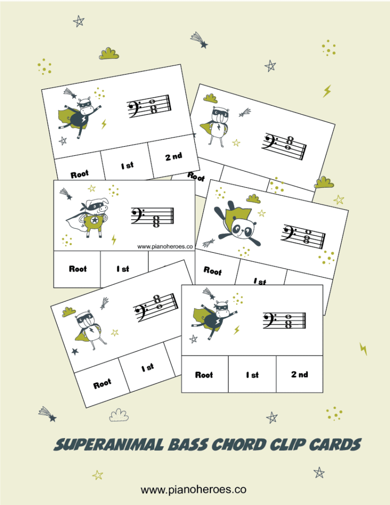 Bass Tonic, Subdominant and Dominant Clip Cards - Piano Heroes | Piano ...