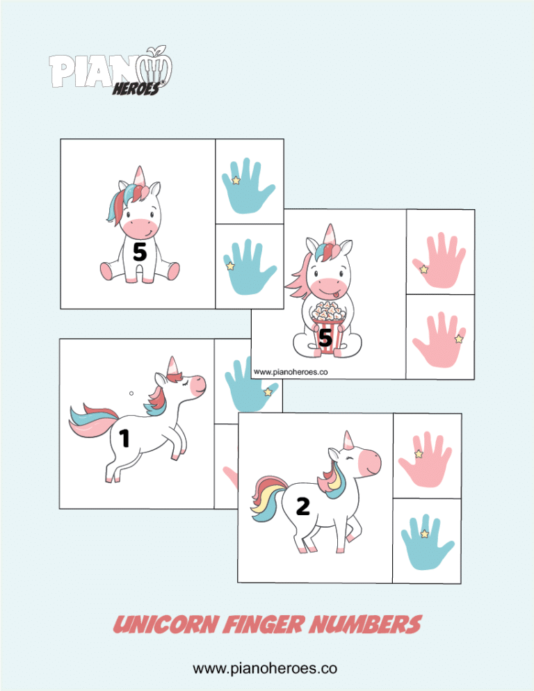 Unicorn Finger Numbers - Piano Heroes | Piano Teaching Resources