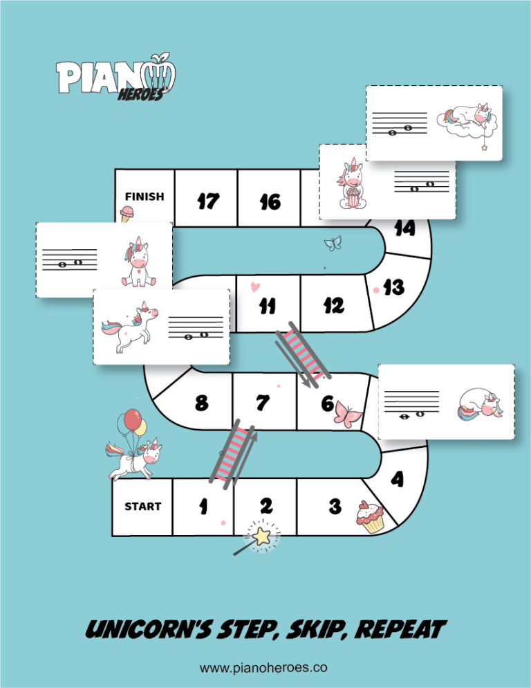 Unicorn Step, Skip, Repeat - Piano Heroes | Piano Teaching Resources