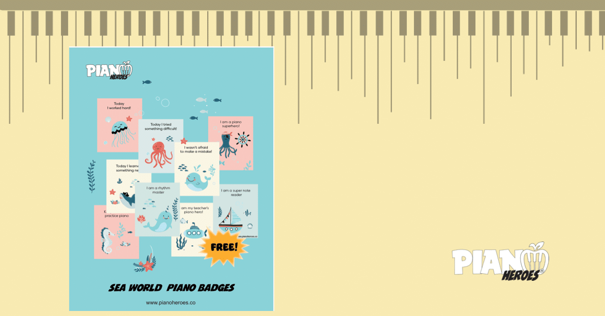 Sea World Piano Badges - Piano Heroes | Piano Teaching Resources