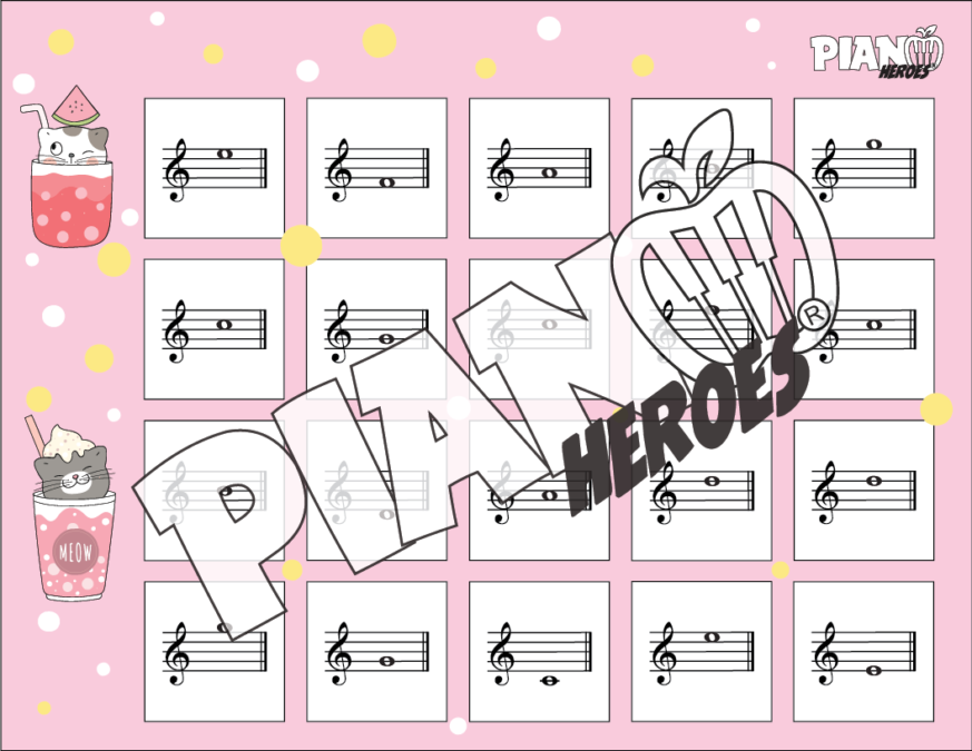 Summer Kittens Treble Notes - Piano Heroes | Piano Teaching Resources