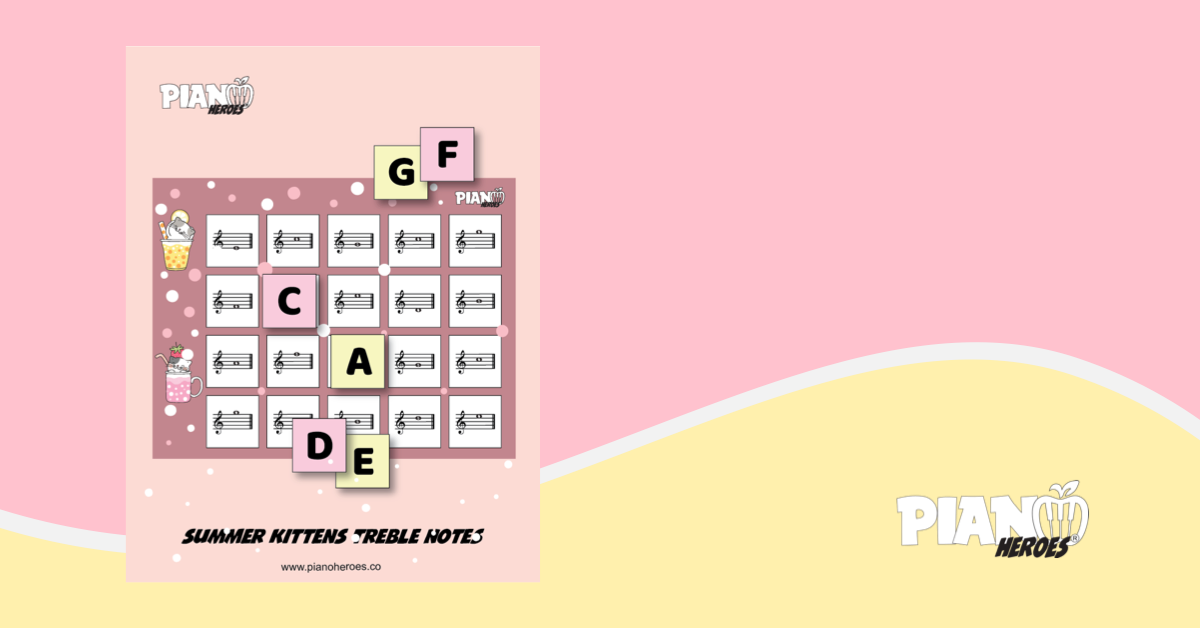 Summer Kittens Treble Notes - Piano Heroes | Piano Teaching Resources